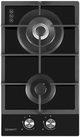 Devanti Gas Cooktop, 30cm 2 Burner Portable Stove Electric Cooktops Wok ...