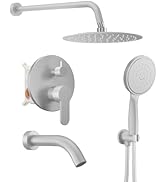 HomGoo Shower System with Tub Spout, Wall Mounted Shower Faucet Set for ...