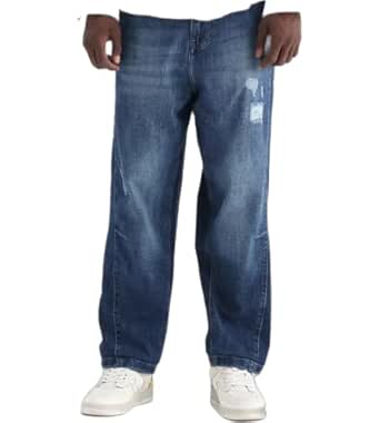 Buy Rare Rabbit Men's Korb Blue Cotton Blend Plain Baggy Fit Jeans at ...