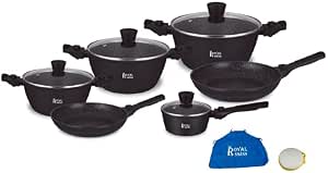 Royal Swiss 12 Piece Stone Cookware Set with Removable Handles : Amazon ...