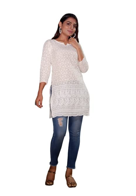 Buy Women Stylish Fashin Designer Office Wear/Causal White Color Cotton ...