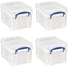 Amazon.com: Really Useful Box 4 Pack Storage Bins, Clear Plastic ...
