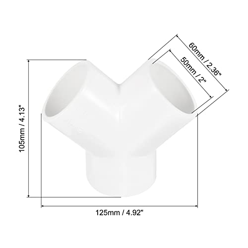 PATIKIL 50mm PVC Pipe Fittings, 3 Pack 3 Way Y Shape Water Tubing Joint ...