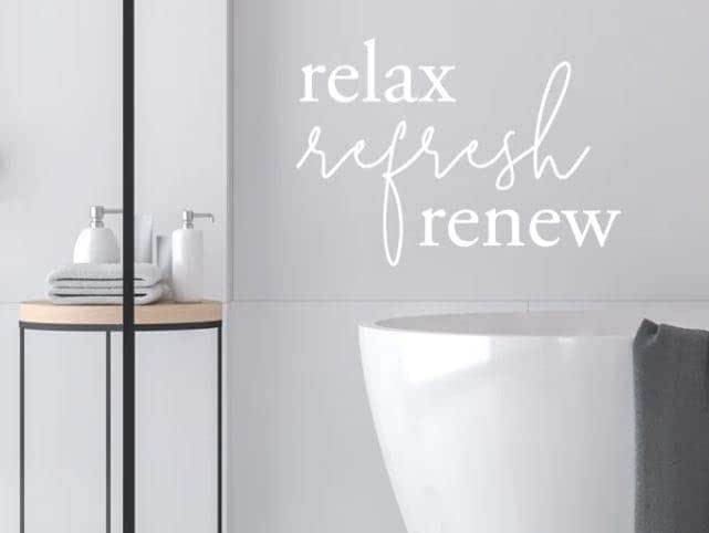 Amazon.com: Relax Refresh Renew Bathroom Wall Quotes Decal for Rooms ...