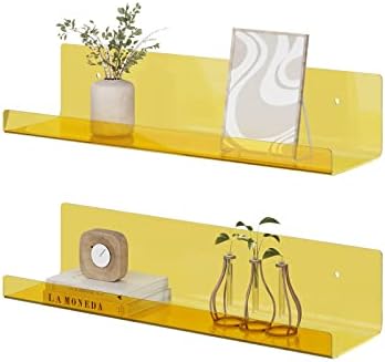 Amazon.com: 2 Pack Wall Mounted Acrylic Shelves, Floating Acrylic ...