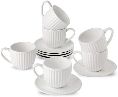 Amazon.com | Klikel Tea Cups And Saucers Set - 6 Piece White Coffee Mug ...