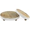 Amazon.com: AuldHome Design Farmhouse Round Wooden Risers (Set of 2 ...