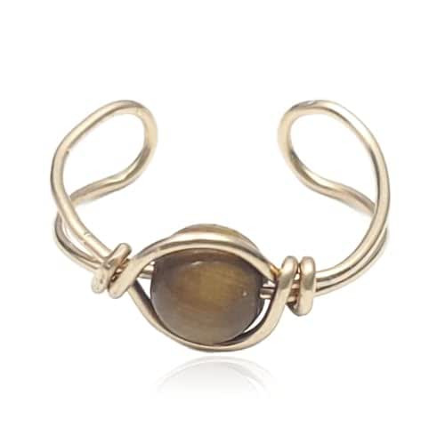 Amazon.com: 14k Gold Filled Tiger Eye Gemstone Huggie Clip On Ear Cuff ...