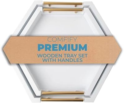 Amazon.com: Prometis Hexagon Serving Decorative Tray Sturdy Wooden ...