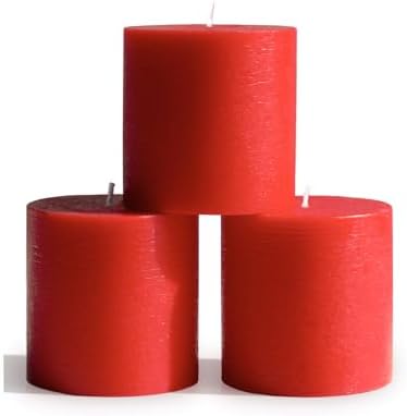 Amazon.com: CANDWAX 3x3 Inch Red Pillar Candles Set of 3 - Unscented ...