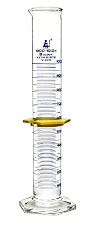 EISCO - EISCO Graduated Cylinder, 1000mL - ASTM, Class B Tolerance ±6.00mL - Protective Collar ...