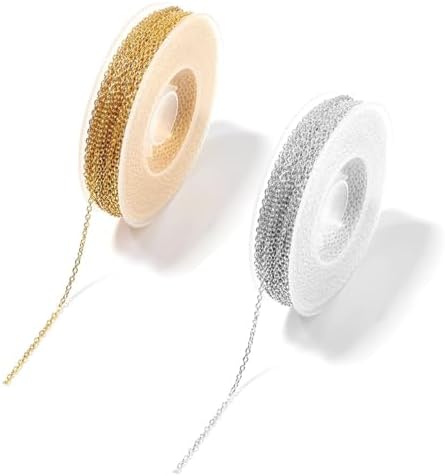 WELANE Chain Roll, 2 Rolls Gold & Silver Jewelry Making Chain with 20 ...