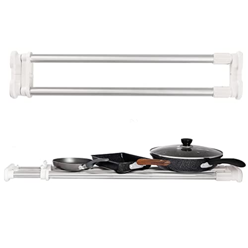 Hershii 2 Pack Expandable Closet Shelf Tension Rod Adjustable Metal ...