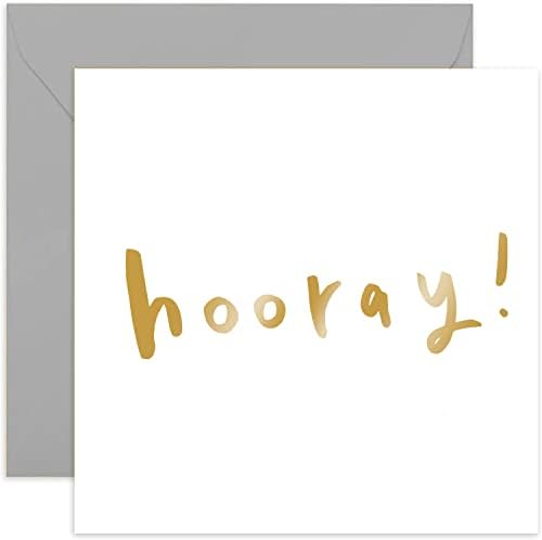 Amazon.com : Old English Co. Hooray Card - Cute Fun gold Foil Card For ...
