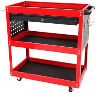 Amazon.com: Cerbordy 3-Tier Rolling Tool Cart, Rolling Metal Tool Box Service Cart with Drawers ...