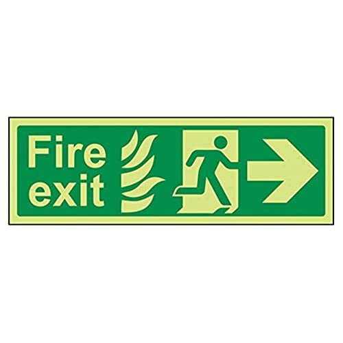VSafety Glow In The Dark NHS Fire Exit Arrow Right Sign – 300mm x 100mm ...