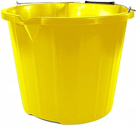 2 x - Yellow - Builders Bucket Plastic 3 Gallon 14 Litre 14L Strong ...