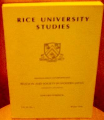 Religion and Society in Modern Japan (Rice University Studies): Edward ...