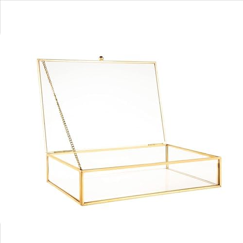 Amazon.com: Golden Vintage Glass Lidded Box Edge Bracelet Keepsake ...