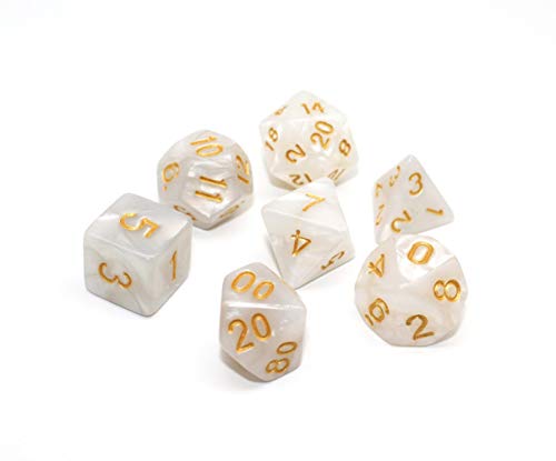 Snapklik.com : DND Dice Set Pearl White RPG 7-Die Dice Set Fit Dungeons ...
