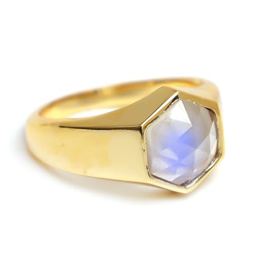 Amazon.com: Gempires Hexagonal Gemstone Gold Ring, Modern Statement ...