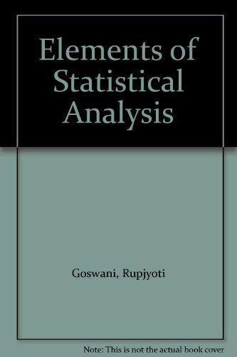 Buy Elements of Statistical Analysis Book Online at Low Prices in India ...