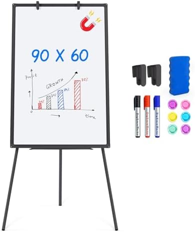 Flip Chart Whiteboard 60x90cm, Magnetic Whiteboard with Stand, Portable ...