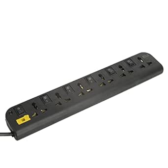 EU Power Extension Board, 6 Universal Sockets and 6 Switches, Fire ...