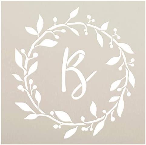 Ivana's Cursive Monogram Stencil with Leaf & Berries | DIY Farmhouse ...