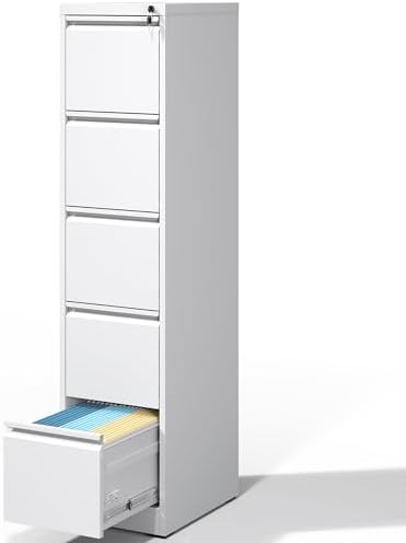 Amazon.com: BIZOEIRON 5 Drawer File Cabinet with Lock, Metal Vertical ...