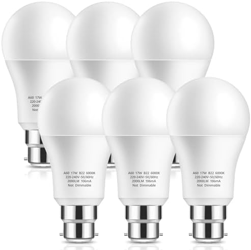 LOHAS B22 LED Bulbs 150W Equivalent, 17W LED Bayonet Light Bulb, Cool ...