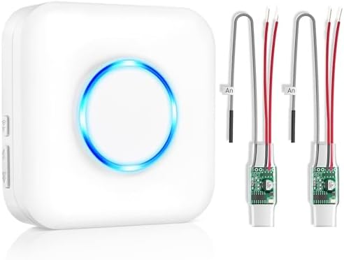 Wireless Doorbell Extender with Receiver Connects to Existing Hardwired ...