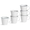 Nicola Spring Farmhouse 90ml Espresso Cups - Set of 6 White & Blue ...