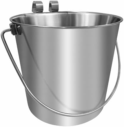 Amazon.com: PetYupp 1.5 Gallon Stainless Steel Bucket - Heavy Duty Flat ...