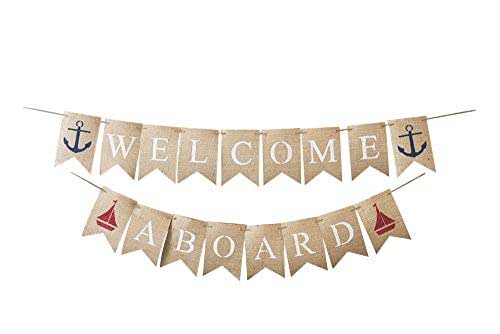 Amazon.com: Swanky Party Box | Nautical Welcome Aboard Banner for Baby ...
