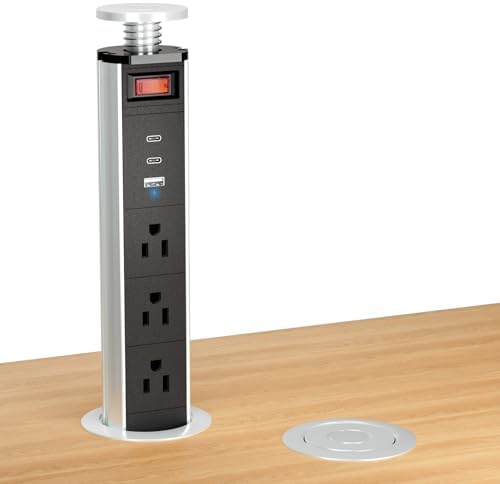 Amazon.com: Pop Up Outlet with 2 USB C and USB A Fast Charging Port, 3 ...