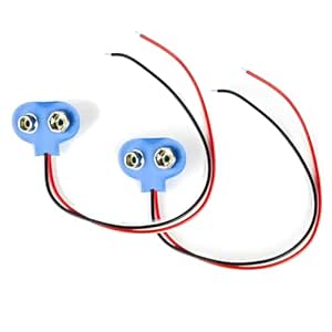 9V Battery Snap Connectors with Red and Black Wires, Blue Plastic Cover ...