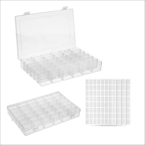 2 Pack Plastic Diamond Painting Storage 36 Grids Adjustable Compartment ...