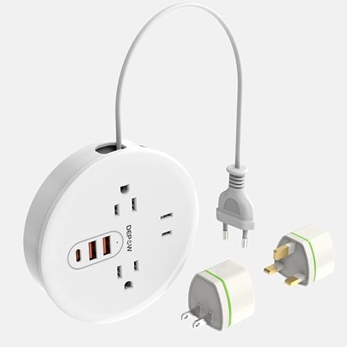 Amazon.com: European Travel Plug Adapter, FOVAL EU UK US Power Strip ...