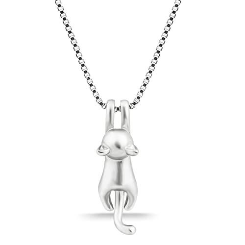 Amazon.com: 925 Sterling Silver Cat Necklace for Women Beautiful Cat ...