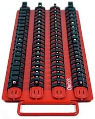 Olsa Tools Portable Socket Organizer Tray | Red Rails Black Clips ...
