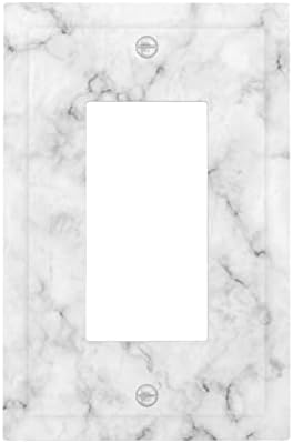 White Grey Marble Single Rocker Wall Plate Decorative Outlet Light ...
