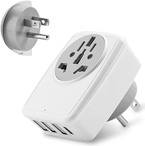 LENCENT UK to US Plug Adapter with 3 USB Ports and 1 Type C, Grounded ...