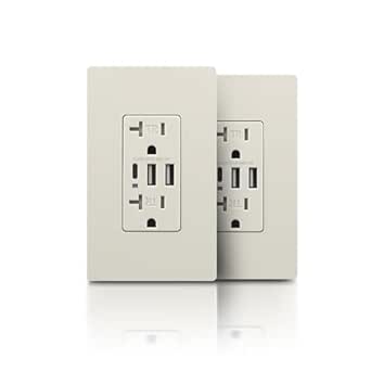 TOPELER 2 Pack USB Wall Socket, Power Outlets with 3 USB Ports, 30W 6 ...