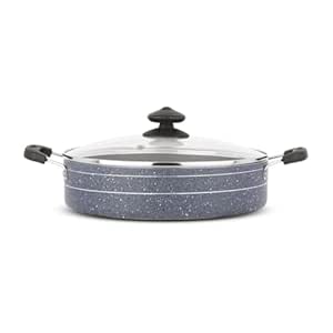 Buy Orange Non-Stick Granico Series Saute Pan/Fry/Flat Pan with Glass ...