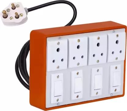 Buy Ganpati (4+4) PVC Extension Box Anchor 4 Socket and Anchor 4 Switch ...