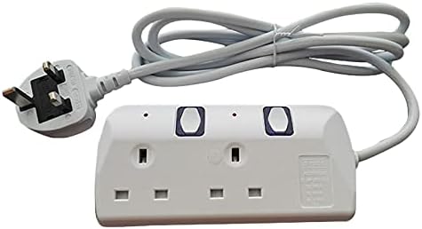 melairo 2 Way Extension Lead with Switches Portable White in Home 2M/6 ...