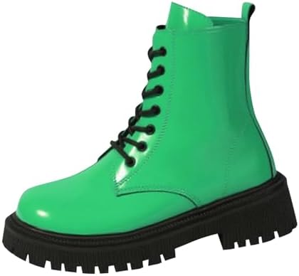 Damen-Springerstiefel aus glänzendem Lackleder, knöchelhoch, griffige ...