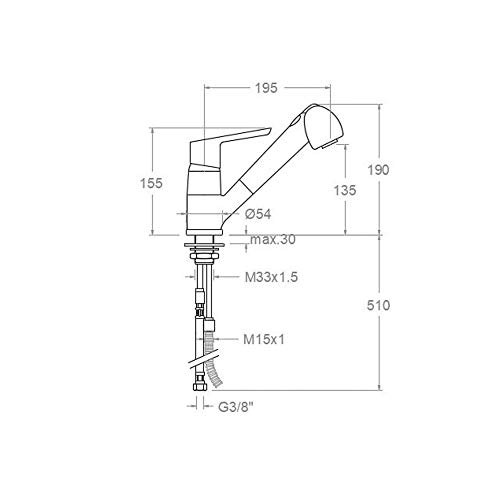 Ramon Soler Atalanta 46E305029 Kitchen Mixer Tap with Extendible Shower ...