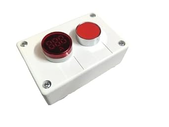 2 Way Control Box with Red Push Button and Round Ampere Meter : Amazon ...